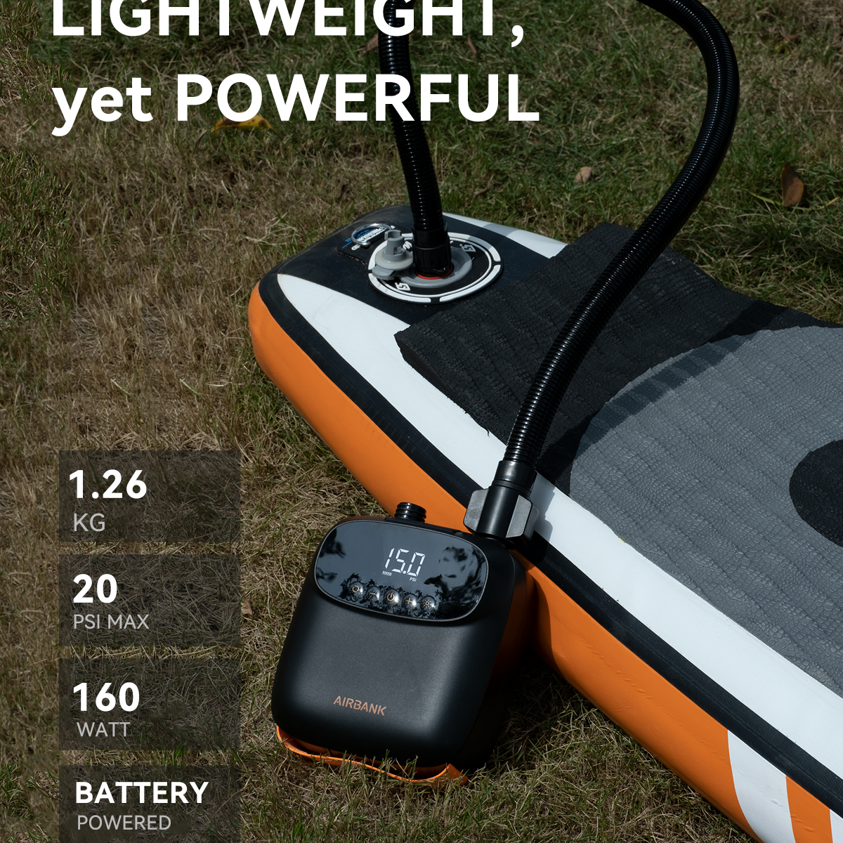 Rodrig Airbank Pro Elektrisk oppladbar luftpumpe for SUP og Packraft 2 ...